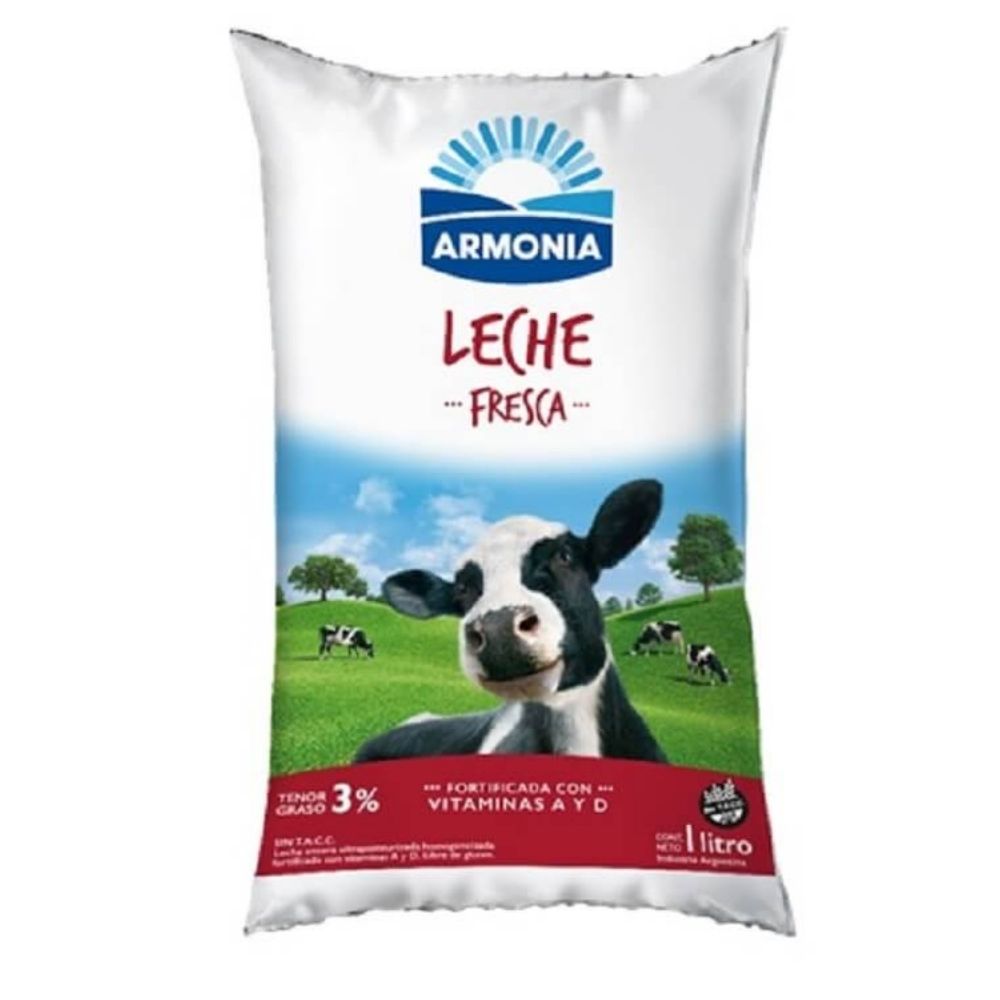 Leche Entera Ultra Pausterizada 3% Armonia Sachet 1 lt - arjosimarprod
