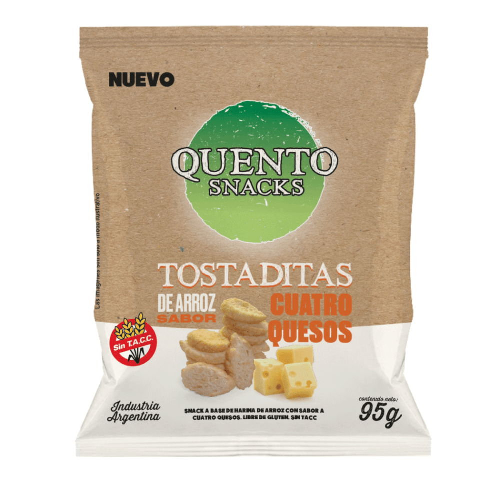 Tostadas de Arroz sabor 4 Quesos Quento 95 gr - arjosimarprod
